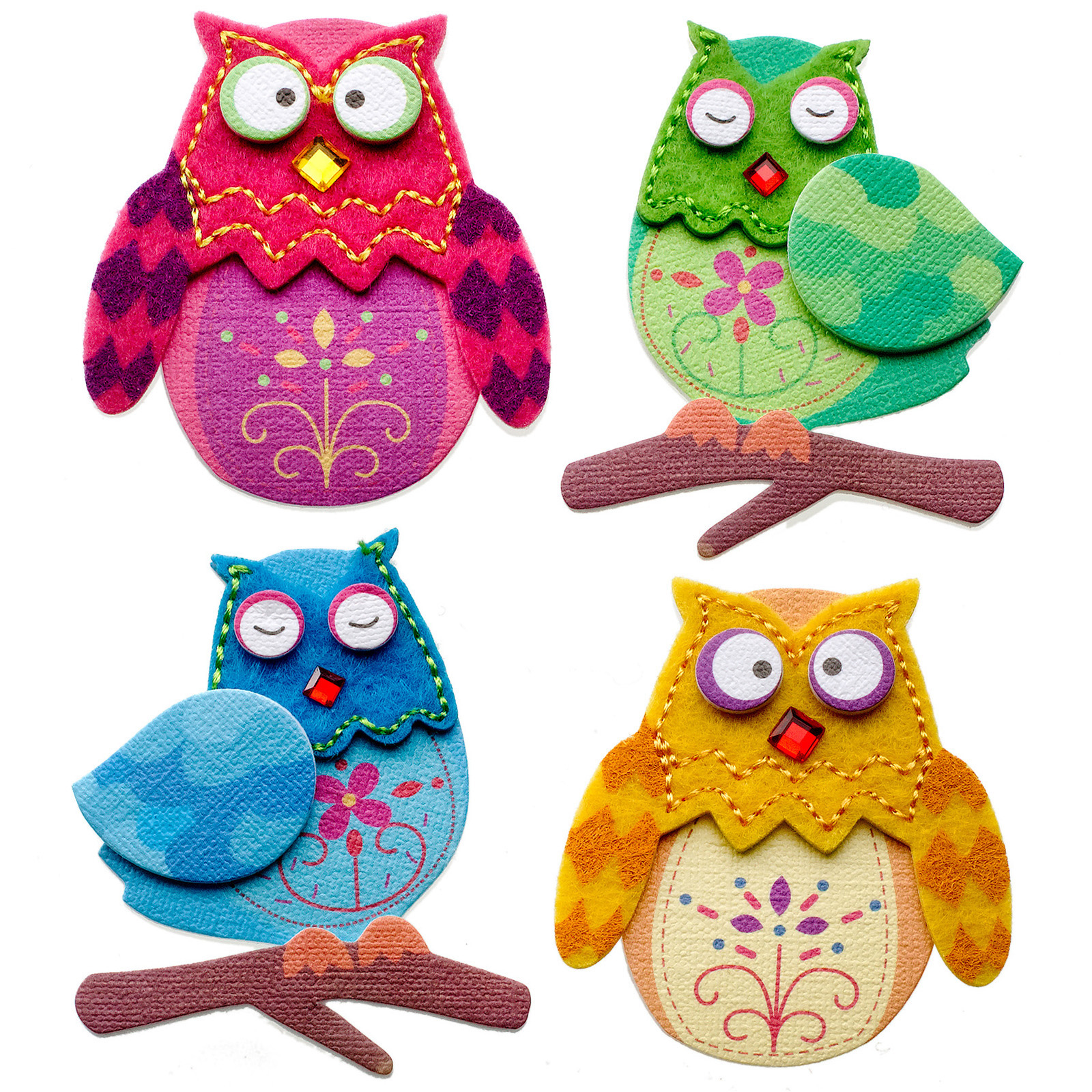Jolee's Boutique Stitched Owls Sticker Embellishments