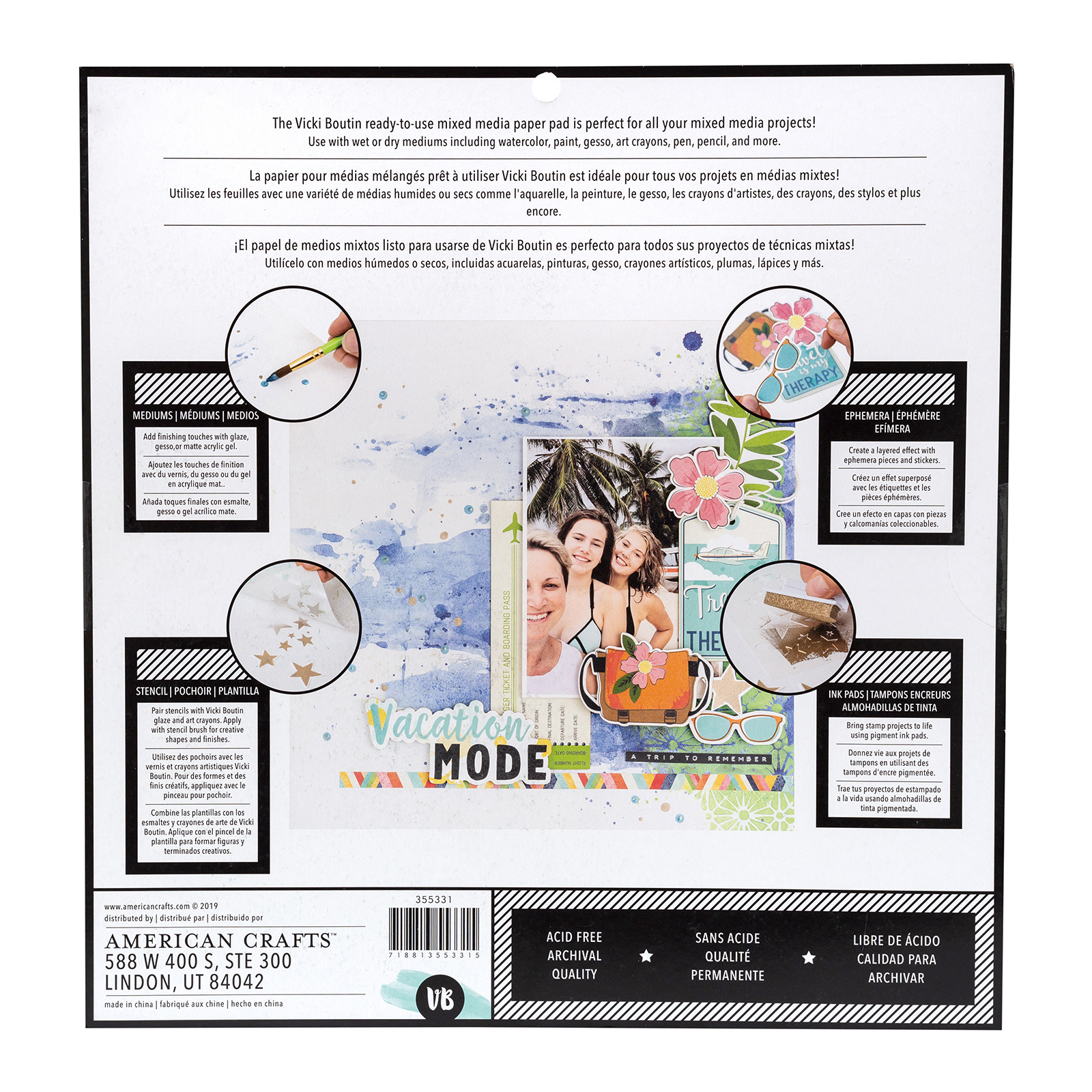 Vicki Boutin Mixed Media 12 x 12 Premium Paper Pad