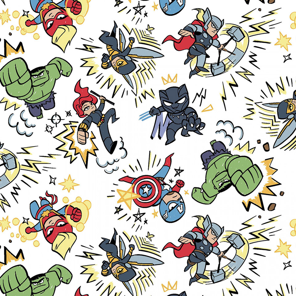 Marvel Avengers Cartoon Themed Cotton Fabric - By the Yard