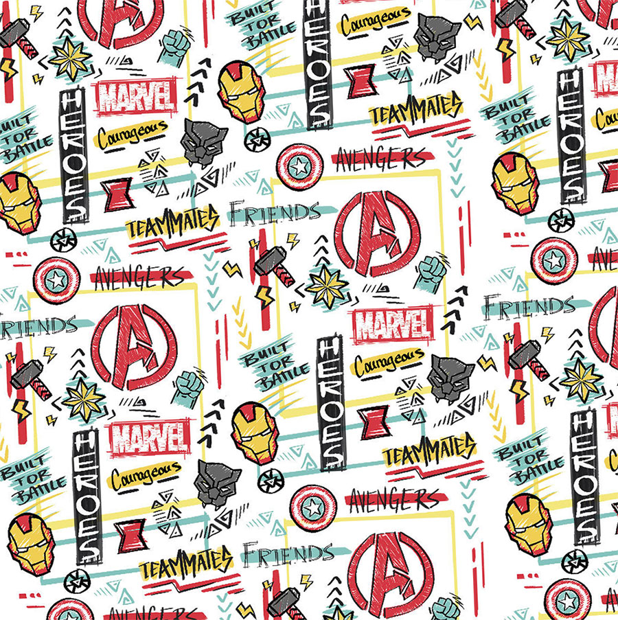 Marvel Avengers HeroesThemed Cotton Fabric - By the Yard