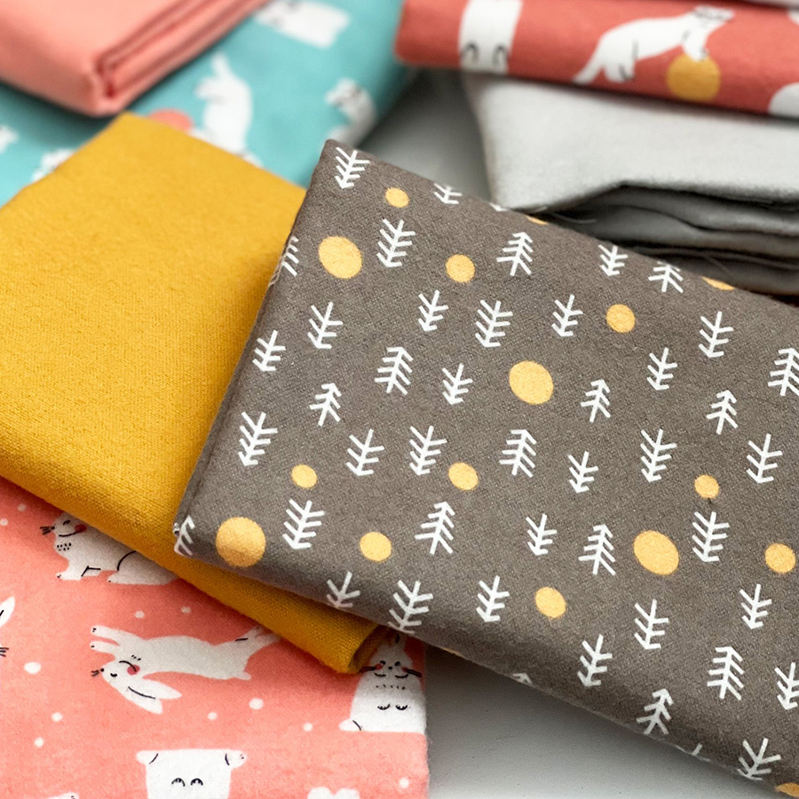 Cloud 9 Winter Forest - White Forest Flannel - 100% Organic