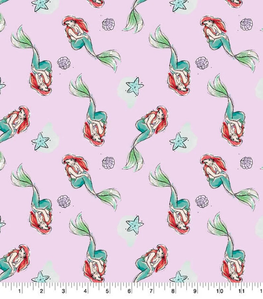 Disney Ariel Little Mermaid Themed Cotton Fabric
