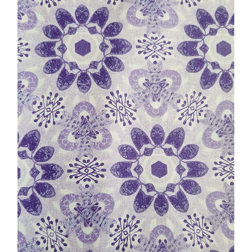 Purple on Lavender Geometric Floral Patterned Fabric - By the Yard
